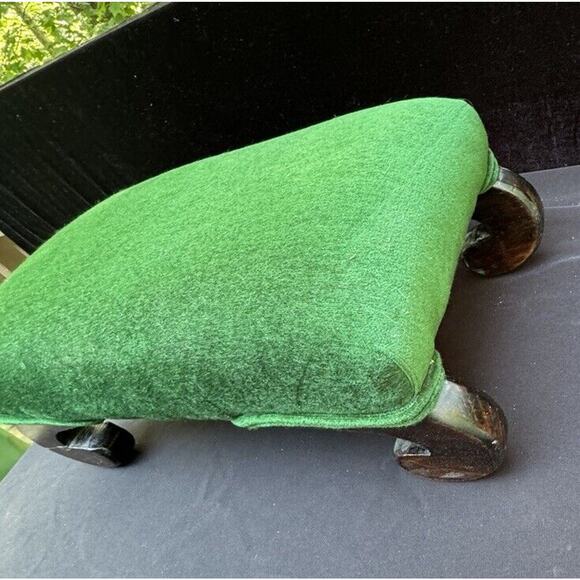 Antique | Other | Lovely Antique Kelly Green Covered Footstool ...